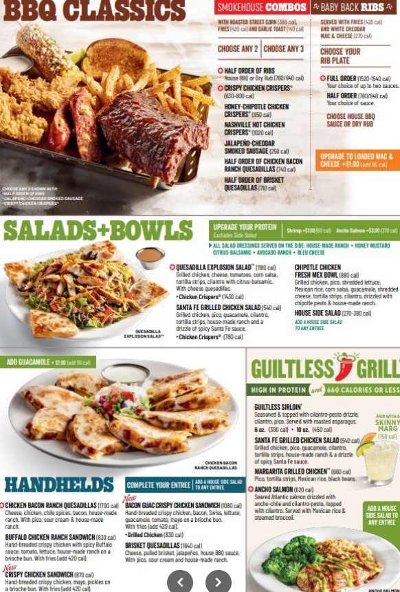 Chili's Grill & Bar Restaurant Menu | Enjoy Tex-Mex and American Dishes